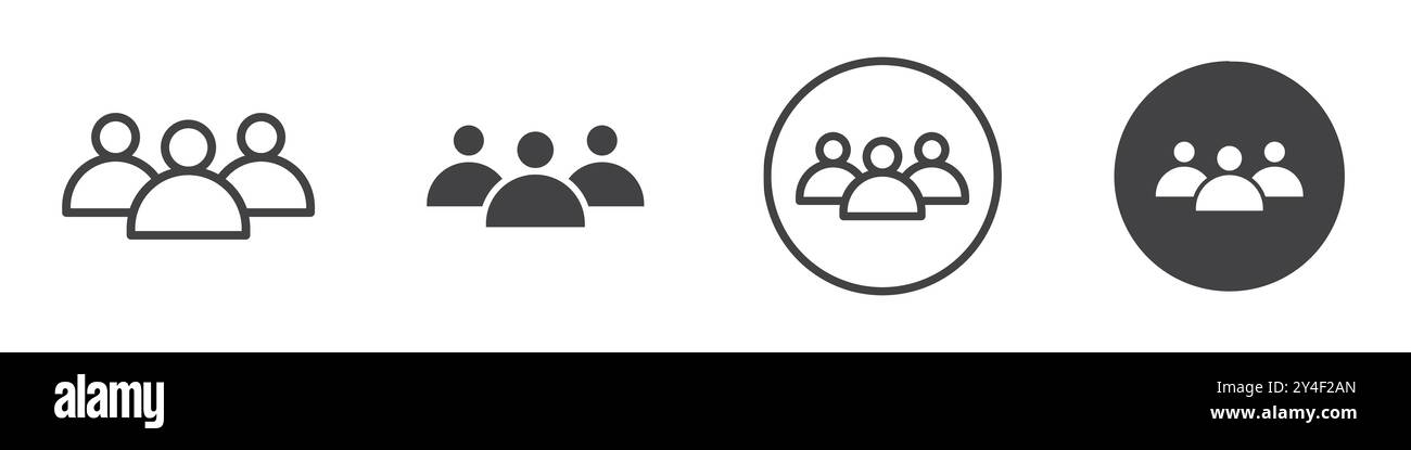 Community icon set in thin line outline style and linear vector sign ...