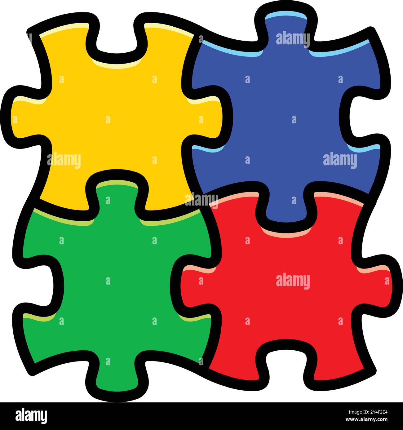 Black color outline jigsaw Stock Vector Images - Alamy