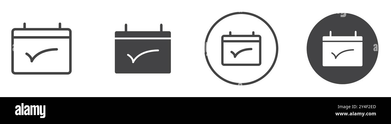 Calendar check icon set in thin line outline style and linear vector sign Stock Vector Image ...