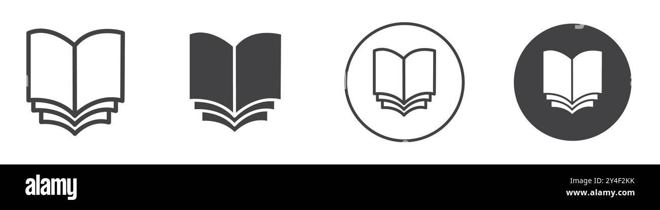 Book Open Icon Set In Thin Line Outline Style And Linear Vector Sign Stock Vector Image And Art