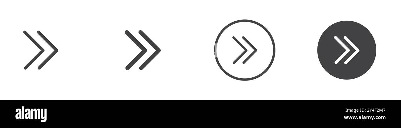 Fast forward icon set in thin line outline style and linear vector sign ...