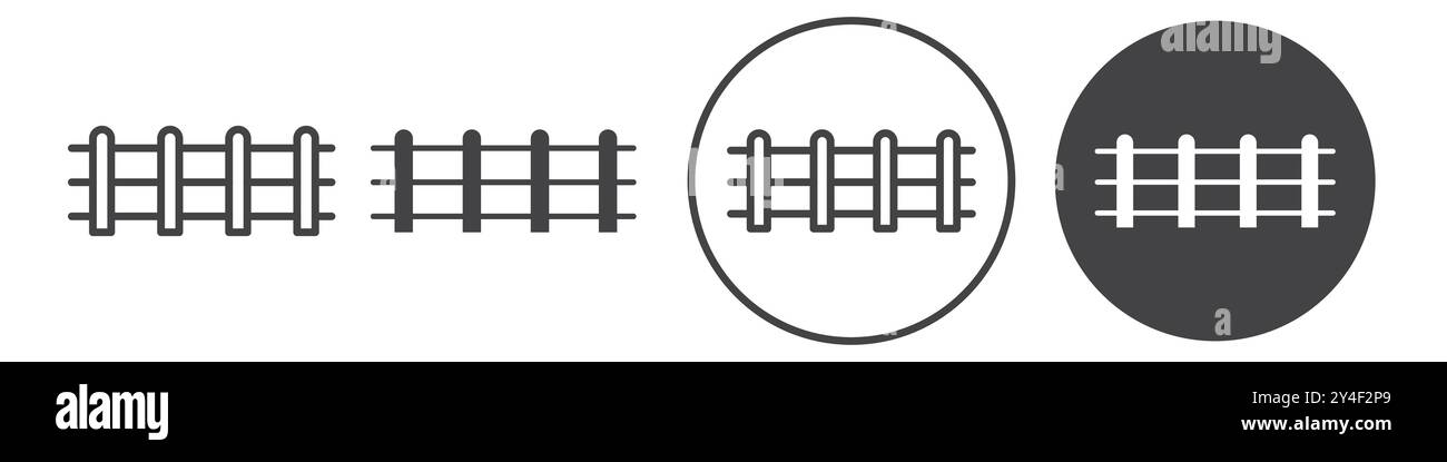 Fence Icon Set In Thin Line Outline Style And Linear Vector Sign Stock Vector Image And Art Alamy