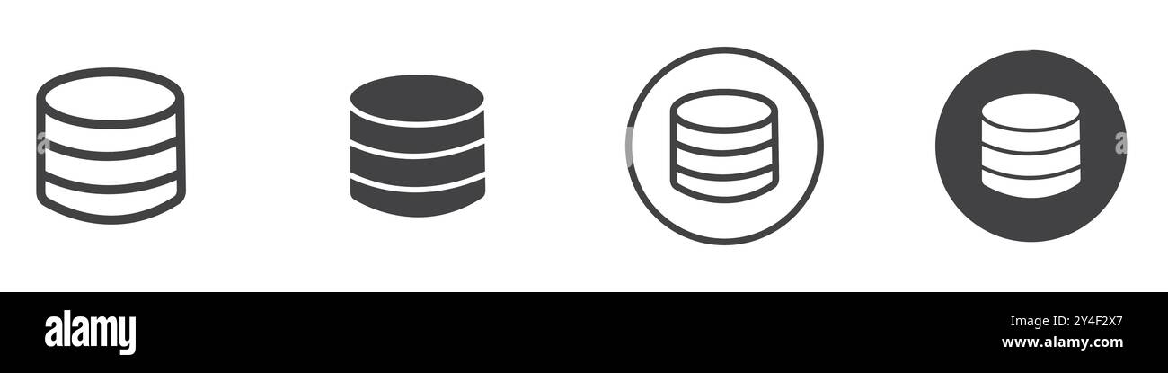 Database Icon Set In Thin Line Outline Style And Linear Vector Sign