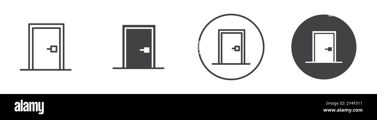 Door icon set in thin line outline style and linear vector sign Stock Vector Image & Art - Alamy