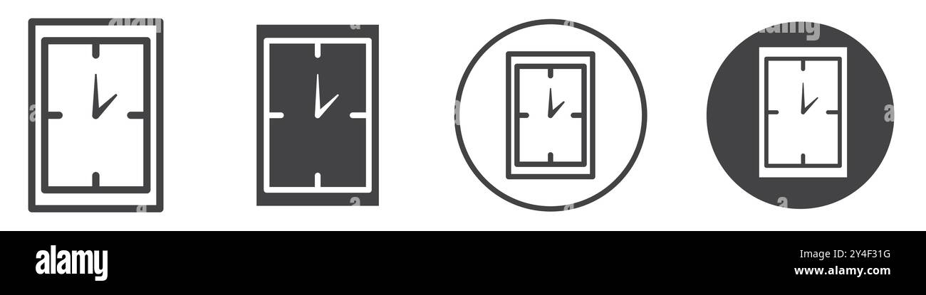 Clock icon set in thin line outline style and linear vector sign Stock ...