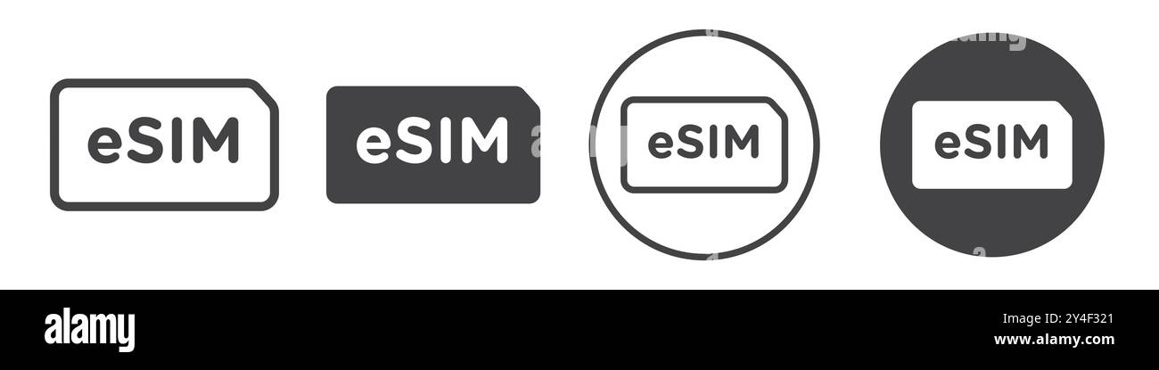 ESIM icon set in thin line outline style and linear vector sign Stock ...