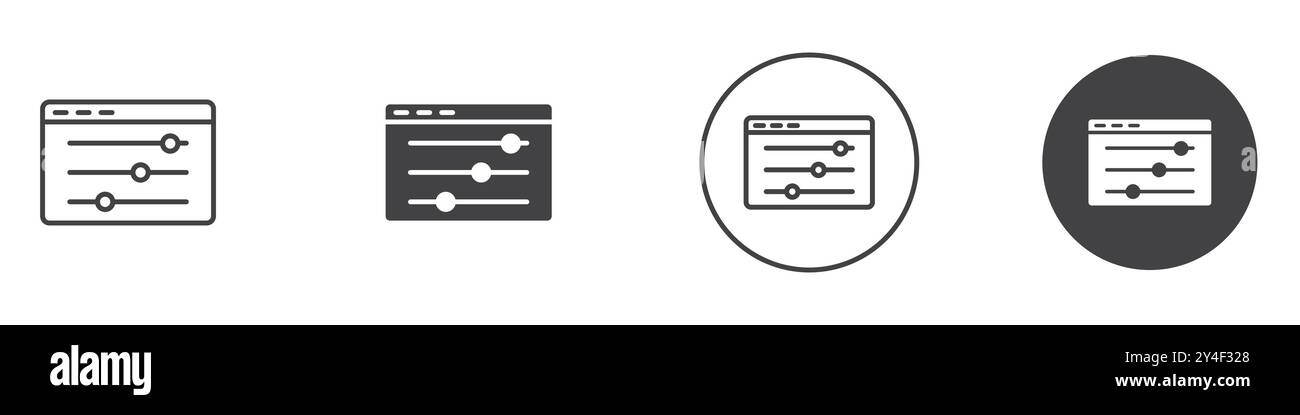 Control panel icon set in thin line outline style and linear vector sign Stock Vector Image ...