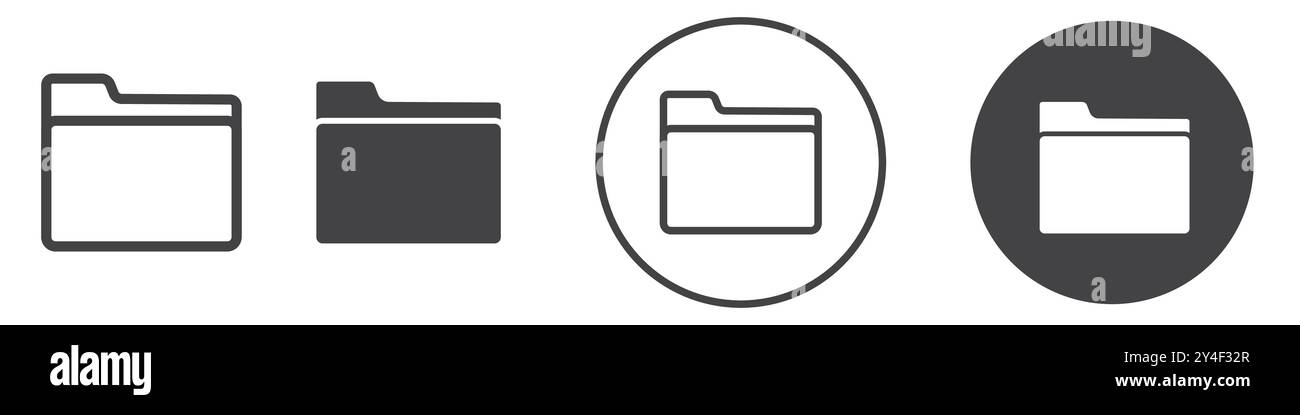 Folder icon set in thin line outline style and linear vector sign Stock Vector Image & Art - Alamy