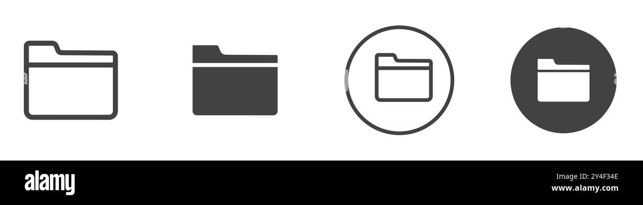 Folder icon set in thin line outline style and linear vector sign Stock Vector Image & Art - Alamy