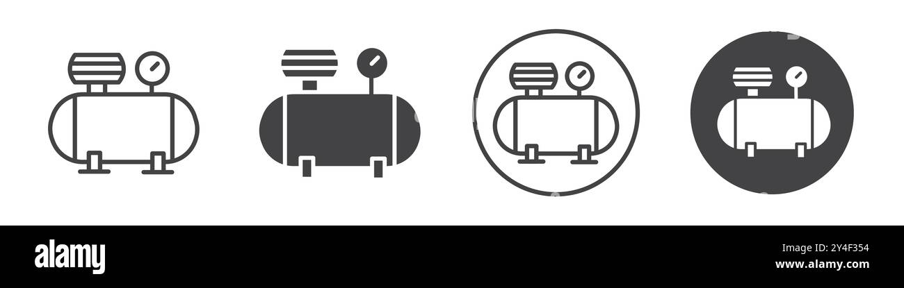 Compressor icon set in thin line outline style and linear vector sign Stock Vector Image & Art ...