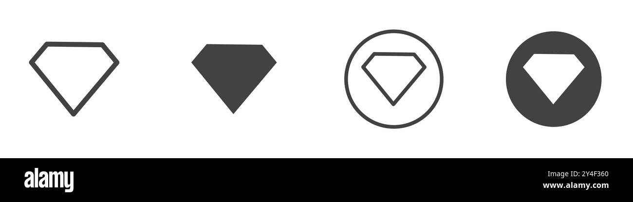 Diamond icon set in thin line outline style and linear vector sign Stock Vector Image & Art - Alamy