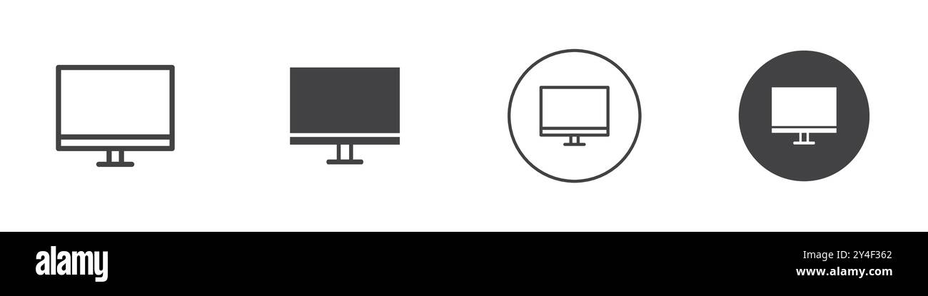 Desktop icon set in thin line outline style and linear vector sign Stock Vector Image & Art - Alamy