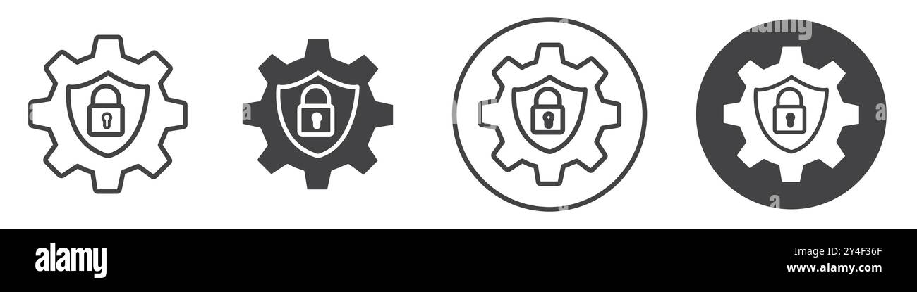 Cyber security icon set in thin line outline style and linear vector sign Stock Vector Image ...