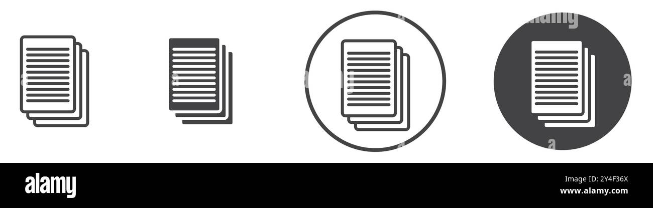 Documents icon set in thin line outline style and linear vector sign ...