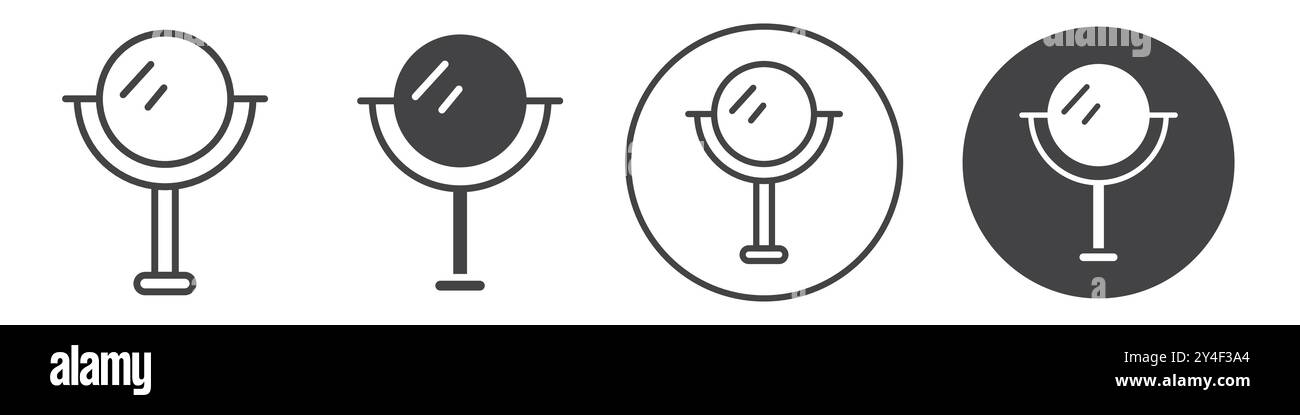 Makeup mirror icon set in thin line outline style and linear vector ...