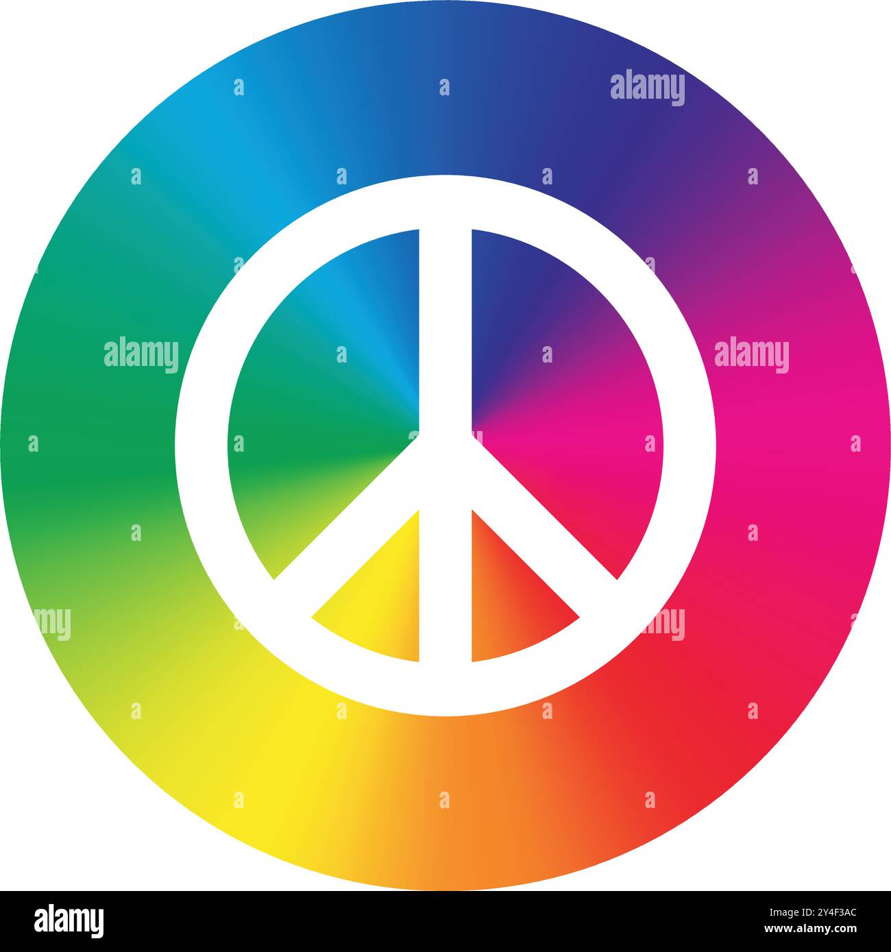 Classic peace symbol in rainbow circle logo sign vector isolated on ...