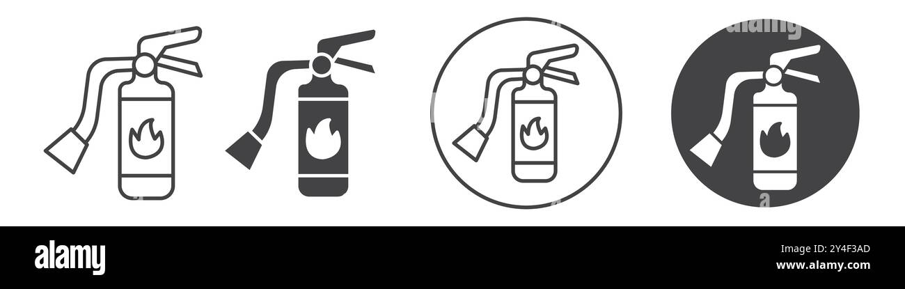 Fire Extinguisher Icon Set In Thin Line Outline Style And Linear Vector