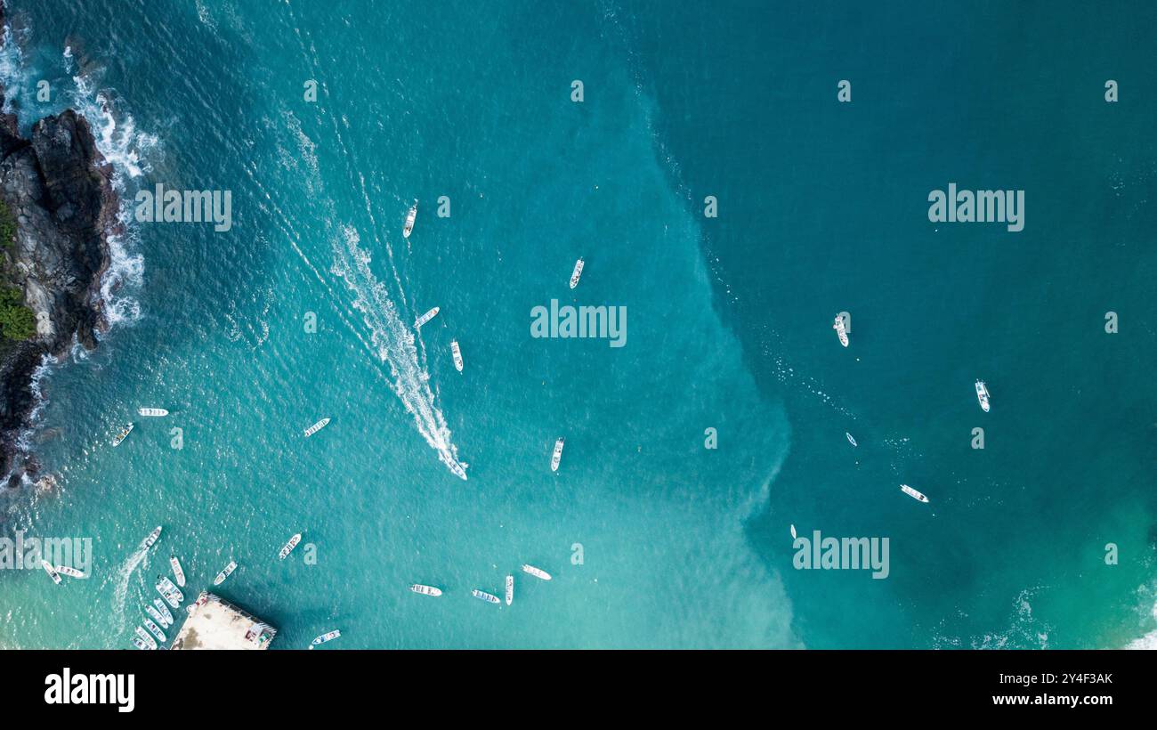 Aerial view of Puerto Angel, a Mexican town located in the State of ...