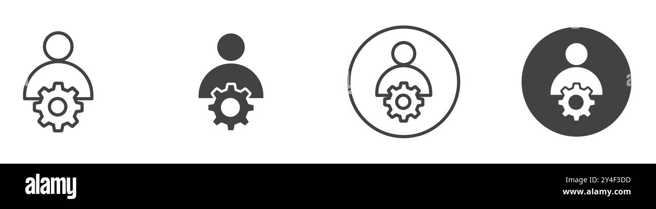 Manage icon set in thin line outline style and linear vector sign Stock ...