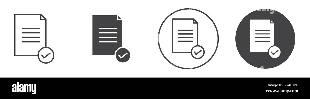 Document accepted icon set in thin line outline style and linear vector sign Stock Vector Image ...