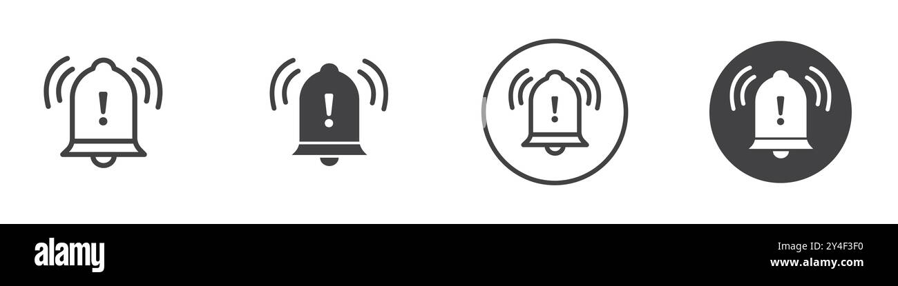 Notification icon set in thin line outline style and linear vector sign ...