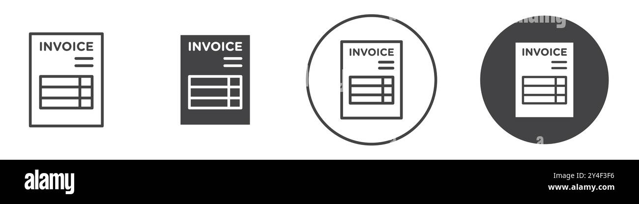invoice icon set in thin line outline style and linear vector sign ...