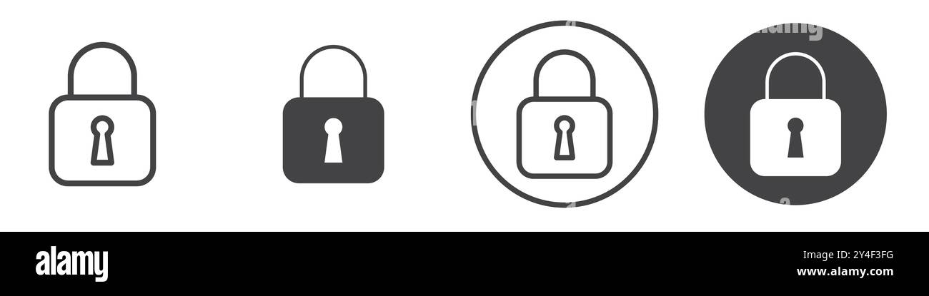Lock icon set in thin line outline style and linear vector sign Stock Vector Image & Art - Alamy