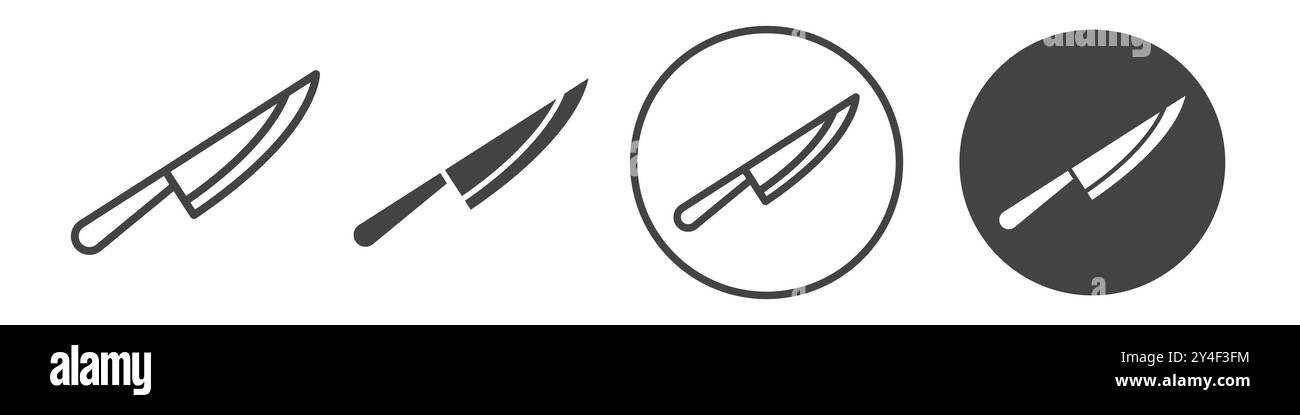 knife icon set in thin line outline style and linear vector sign Stock ...