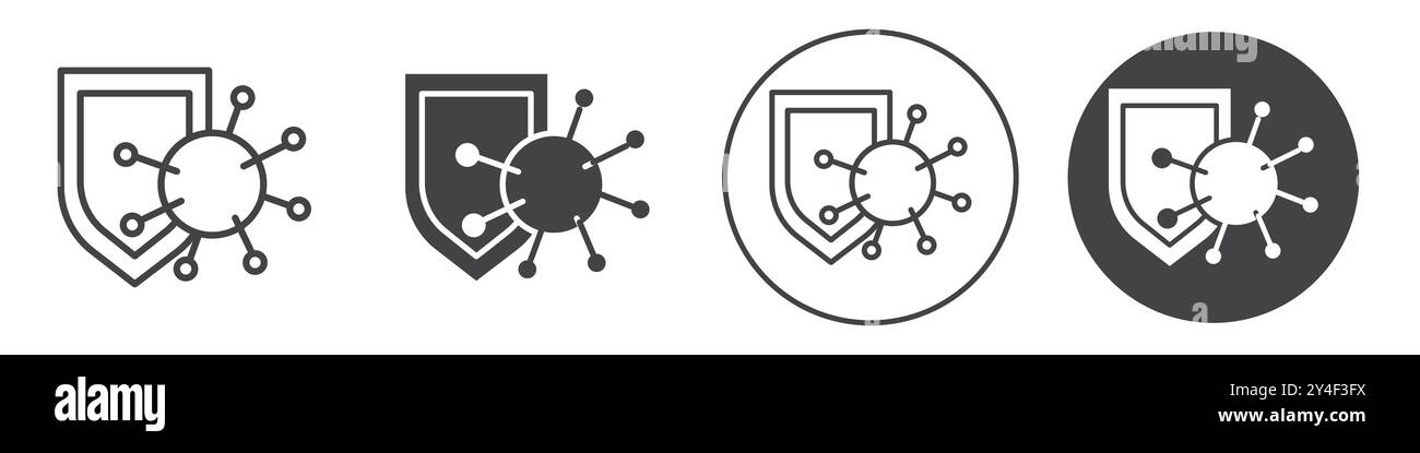 immunity icon set in thin line outline style and linear vector sign ...