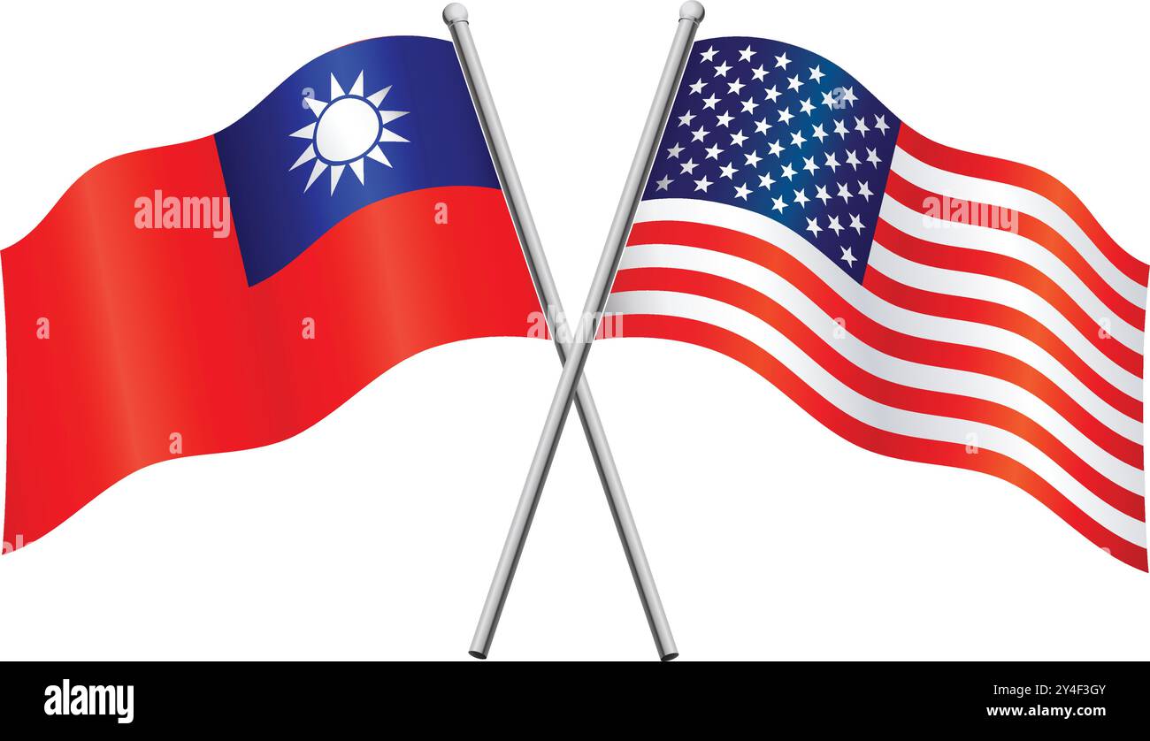 taiwan and USA american taiwanese flags in relationship alliance ...