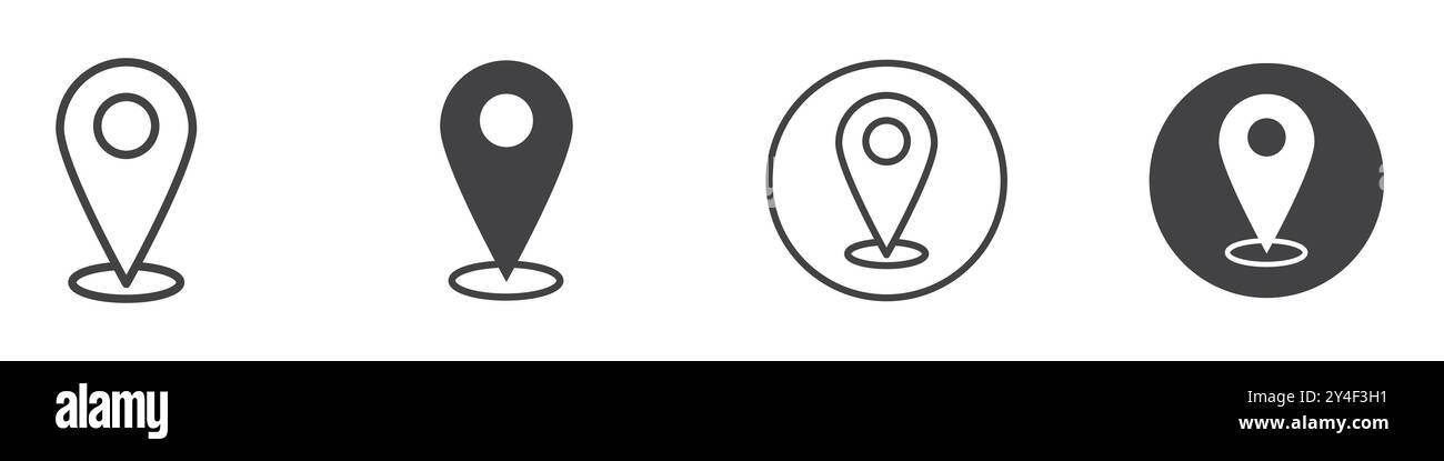 Location pin icon set in thin line outline style and linear vector sign Stock Vector Image & Art ...