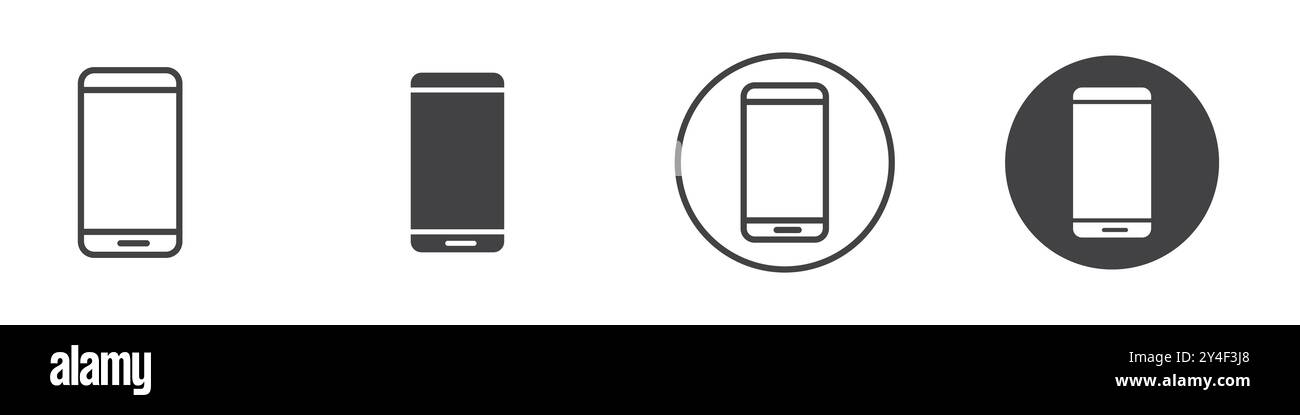 Mobile icon set in thin line outline style and linear vector sign Stock ...