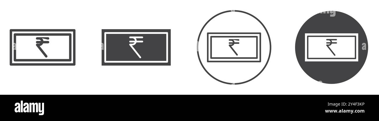 Indian rupee icon set in thin line outline style and linear vector sign ...