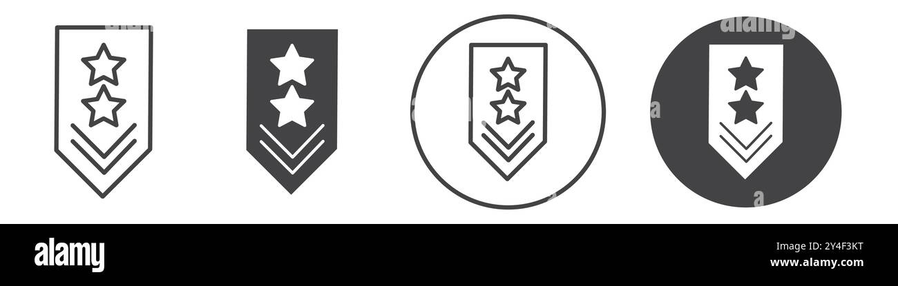 Military rank badge icon set in thin line outline style and linear ...