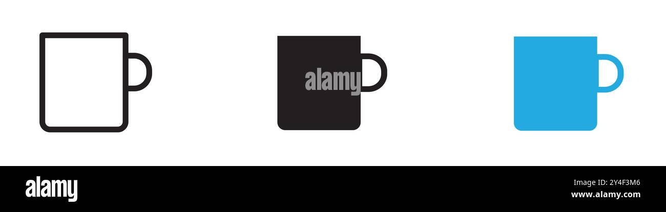 Mug icon set in thin line outline style and linear vector sign Stock ...