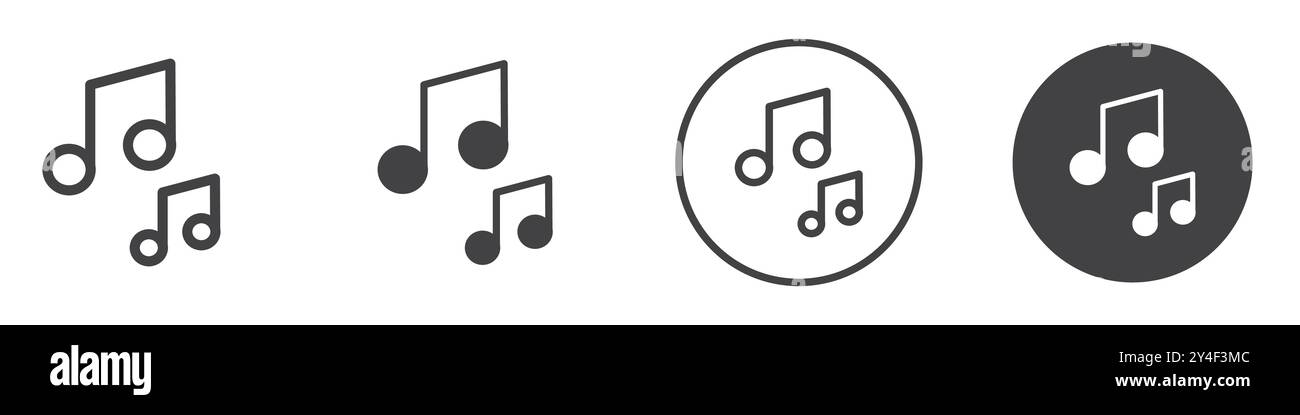 Music icon set in thin line outline style and linear vector sign Stock ...