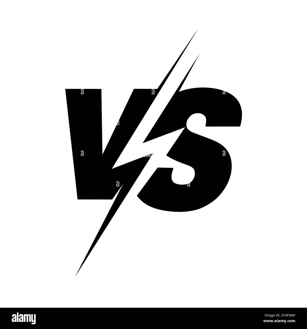 Vs black icon. Flat versus icon. Versus lightning logo. Vector ...