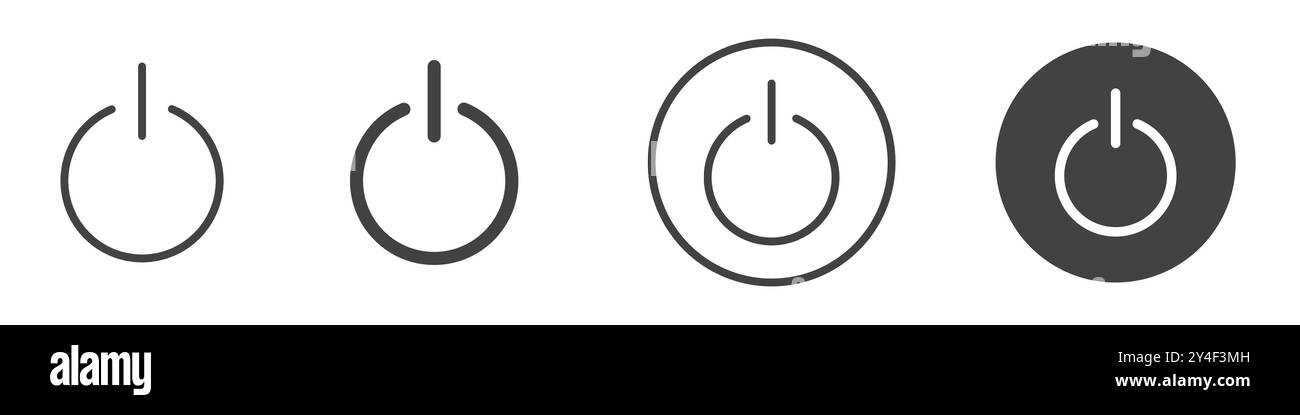 Power button icon set in thin line outline style and linear vector sign ...