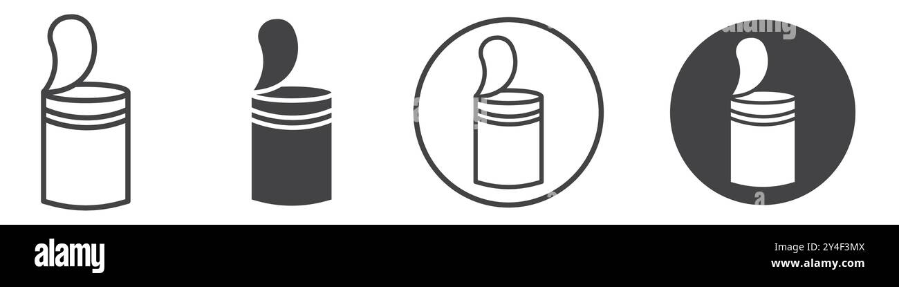Open tin can icon set in thin line outline style and linear vector sign Stock Vector Image & Art ...