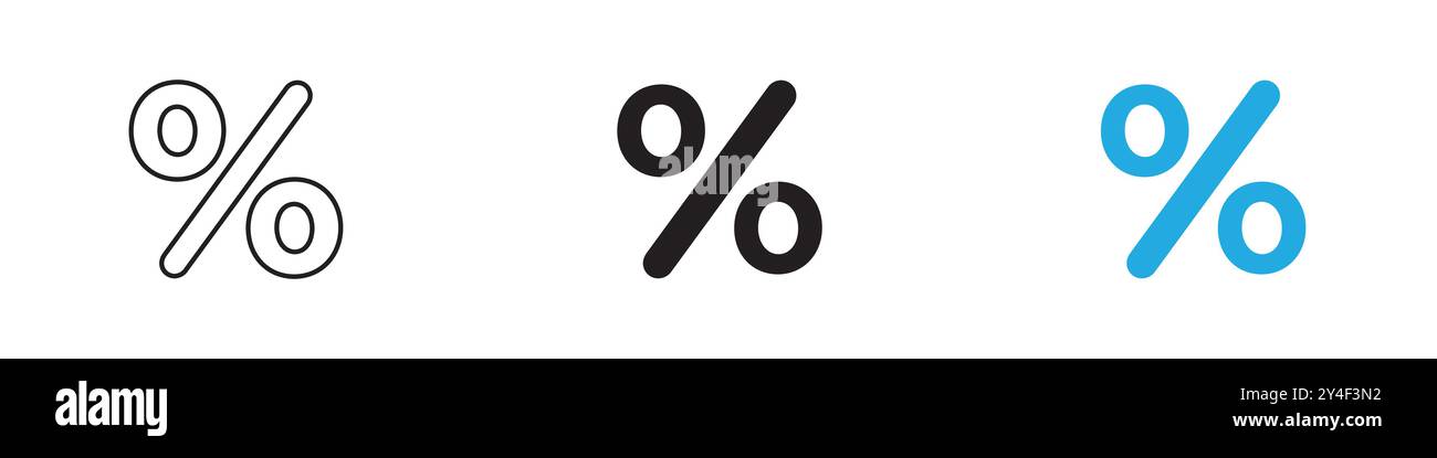 Percent icon set in thin line outline style and linear vector sign ...