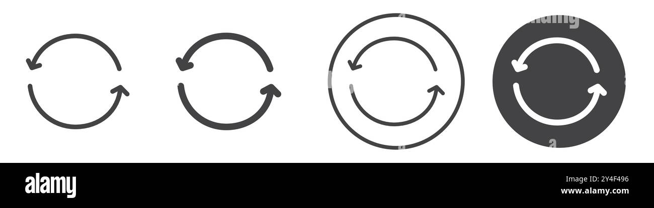 Reload Button Icon Set In Thin Line Outline Style And Linear Vector