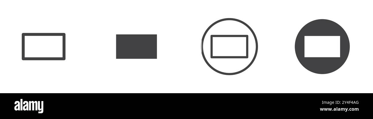 Rectangle icon set in thin line outline style and linear vector sign Stock Vector Image & Art ...