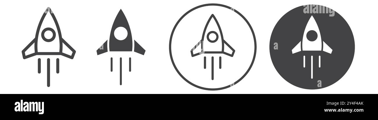 Rocket launch icon set in thin line outline style and linear vector sign Stock Vector Image ...