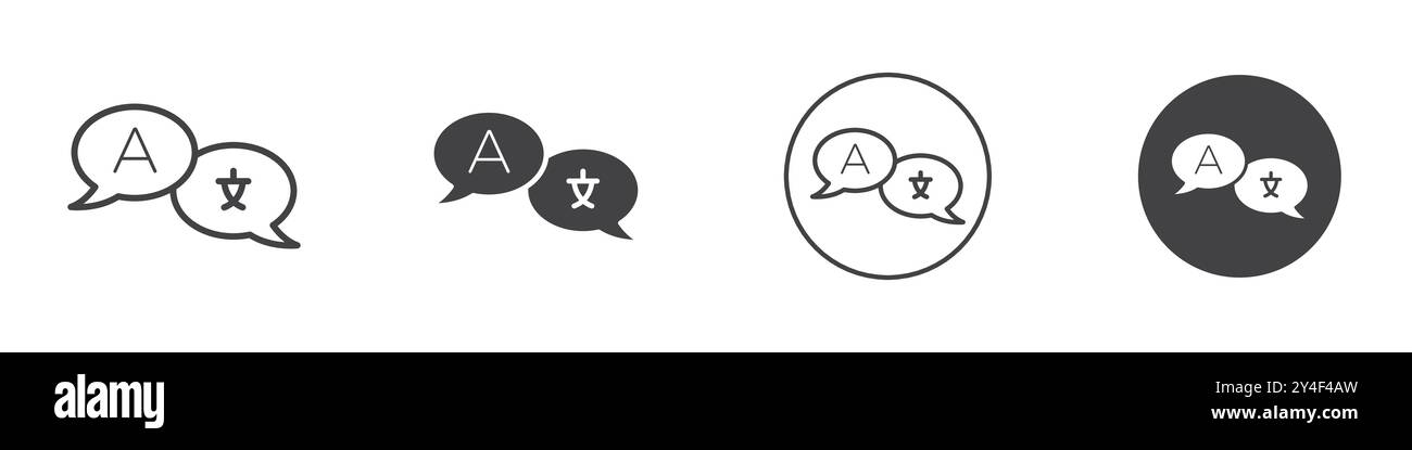 Language icon set in thin line outline style and linear vector sign Stock Vector Image & Art - Alamy