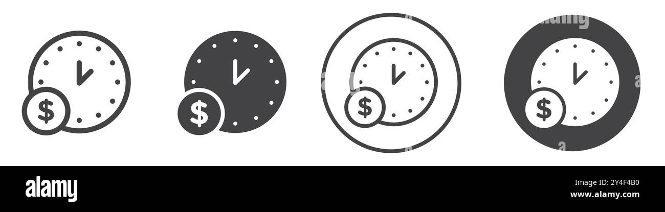 Save time icon set in thin line outline style and linear vector sign Stock Vector Image & Art ...