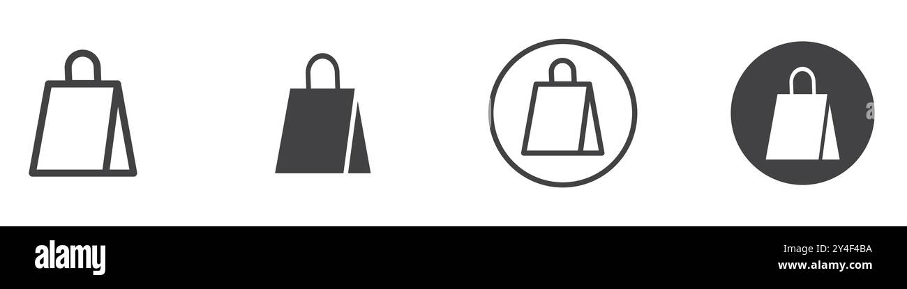 Shopping bag icon set in thin line outline style and linear vector sign ...
