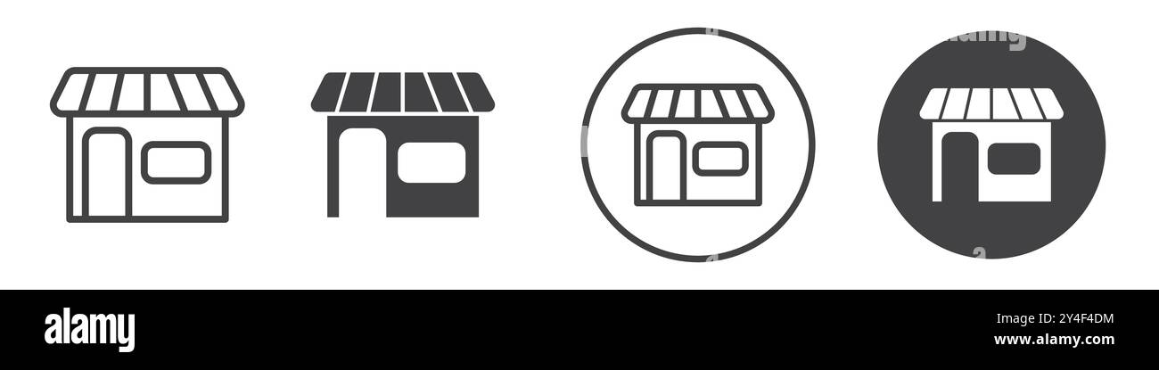 Store Icon Set In Thin Line Outline Style And Linear Vector Sign Stock Vector Image And Art Alamy