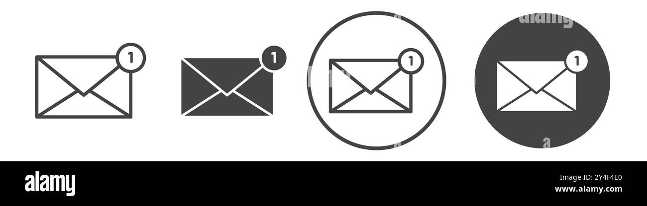 Inbox icon set in thin line outline style and linear vector sign Stock ...