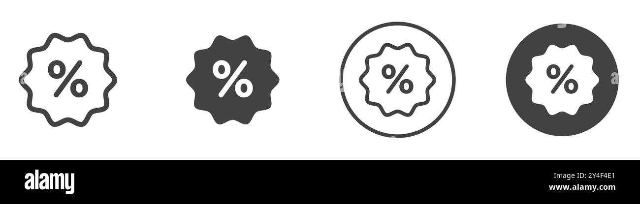 Percentage Icon set in thin line outline style and linear vector sign ...