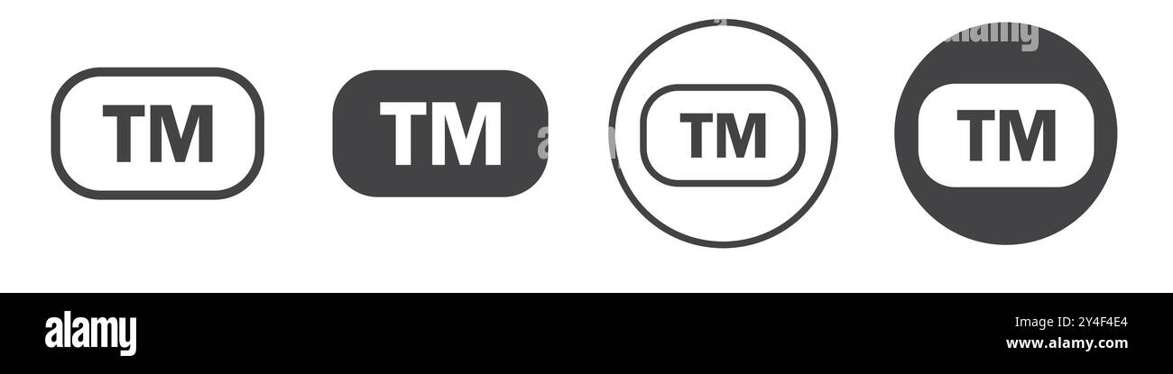 TM trademark icon set in thin line outline style and linear vector sign ...